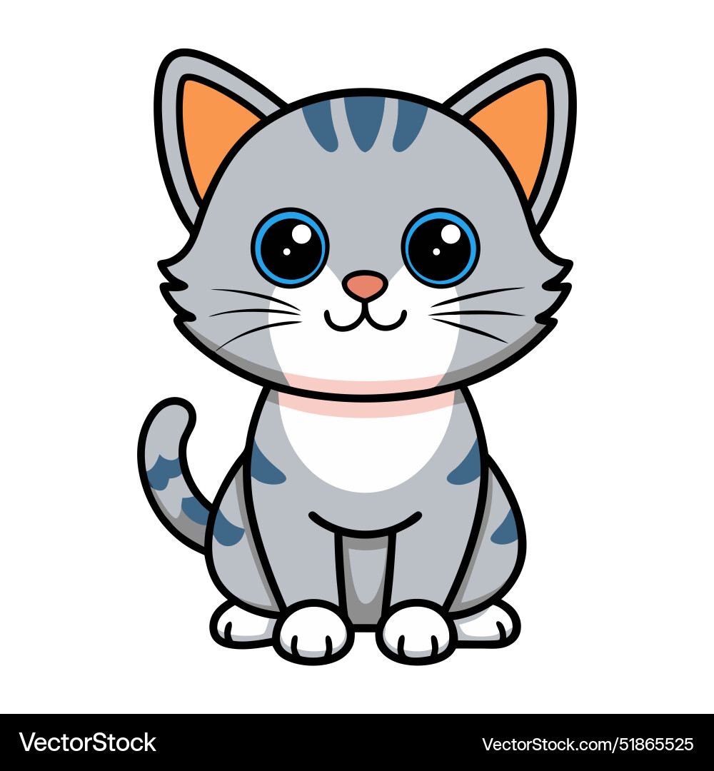 Cute cat cartoon icon Royalty Free Vector Image