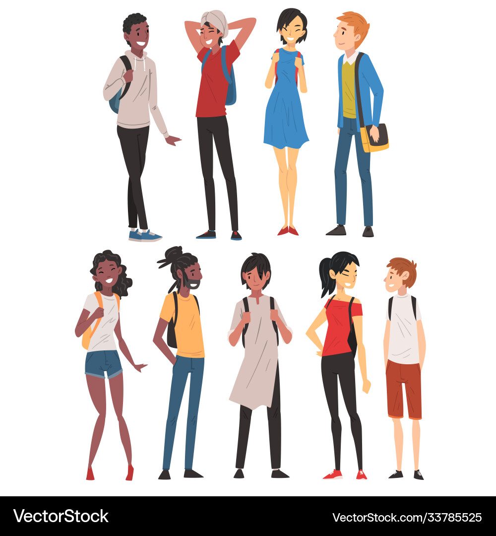 Diverse Student Characters Royalty Free Vector Image