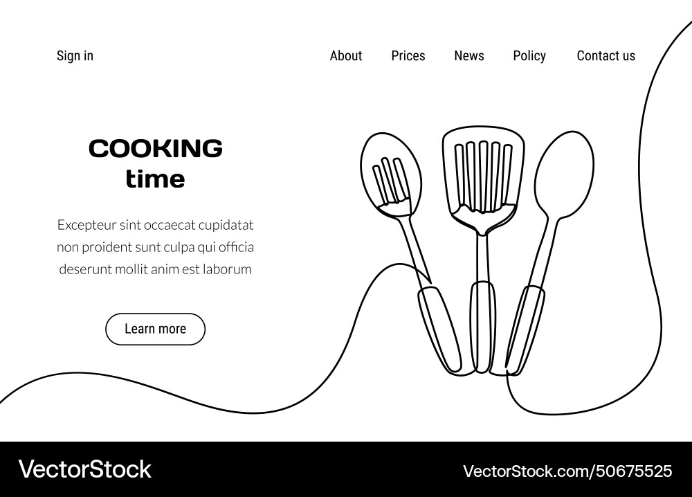 Kitchen tools culinary landing page cooking time Vector Image