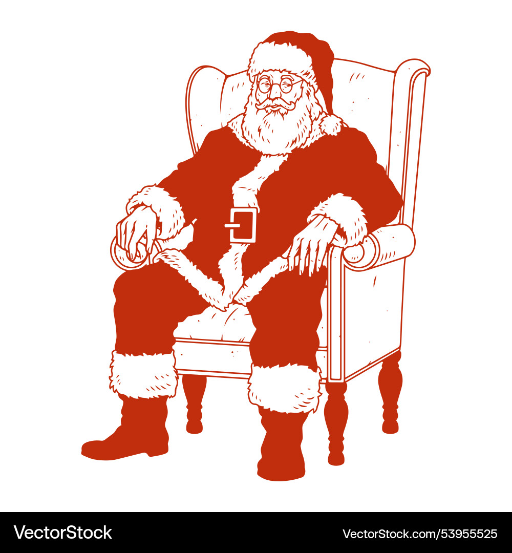 Monochrome Santa Claus Sticker Royalty Free Vector Image