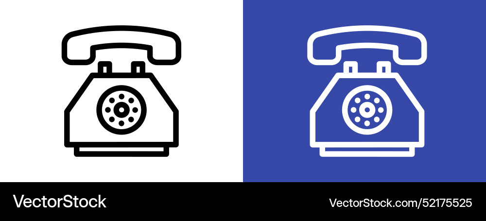 Old phone logo sign set outline Royalty Free Vector Image