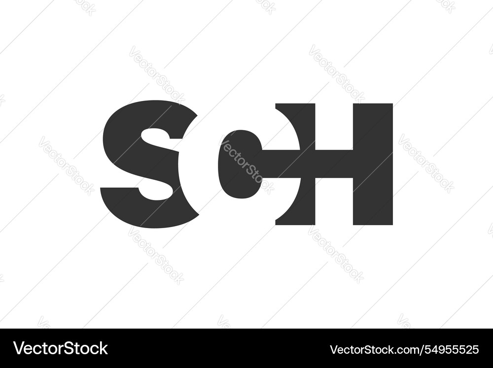 Sch logo design initial letter s c h bold font Vector Image