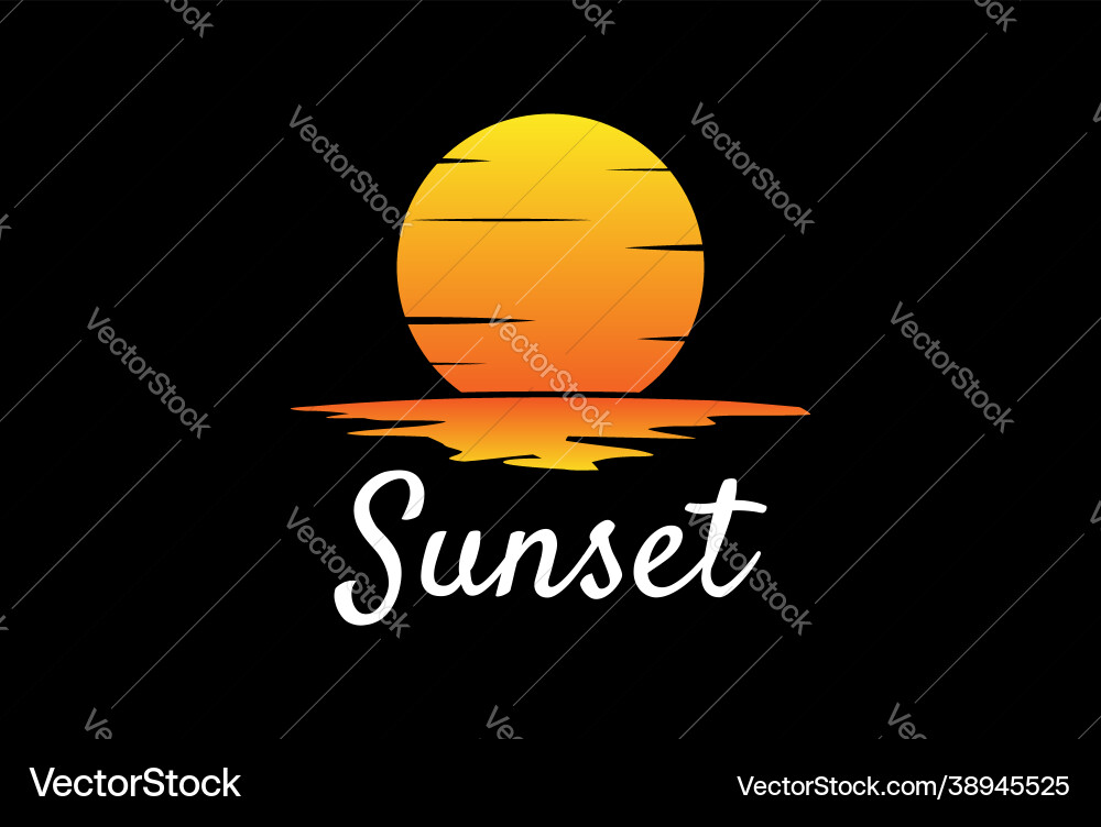 Simple minimalist sunrise sunset moon ocean lake Vector Image