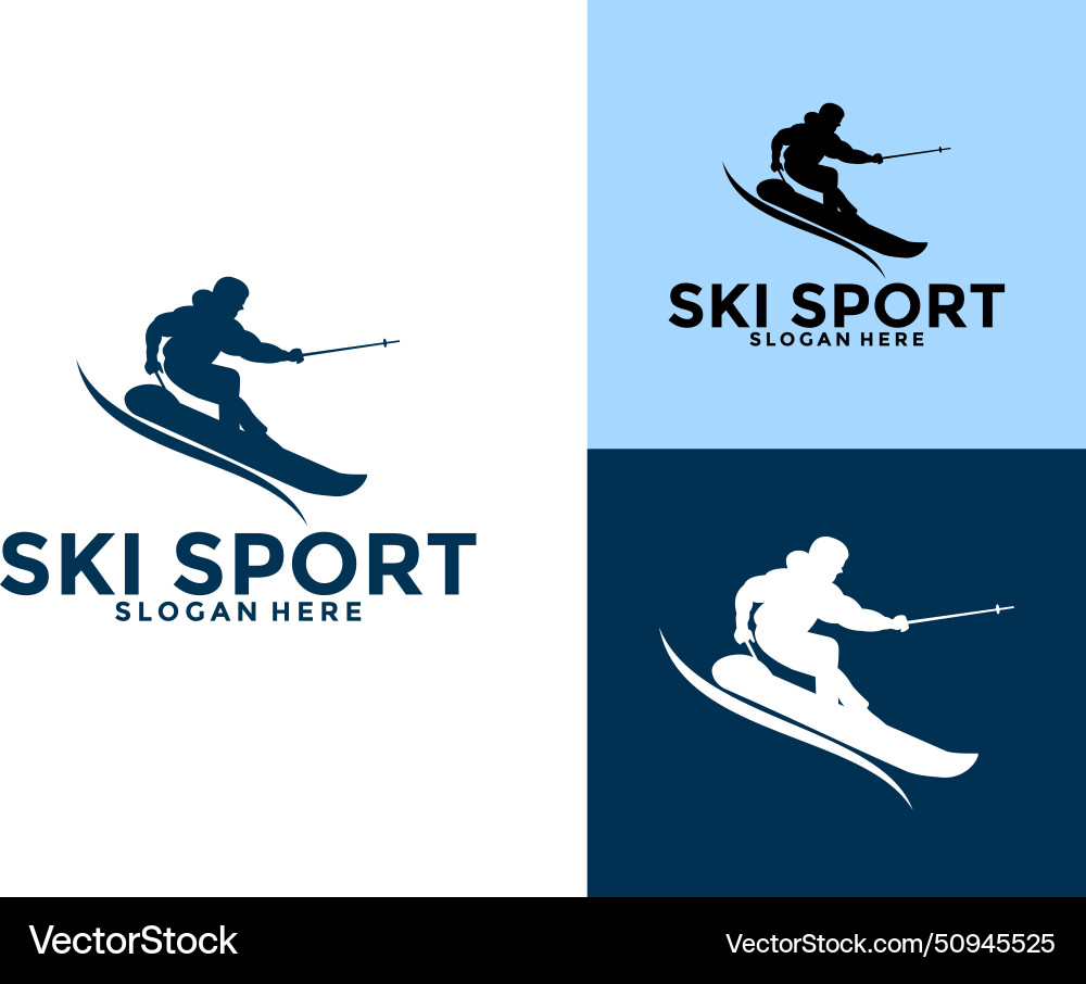 Skiing winter sport logo symbol mountain skiing Vector Image