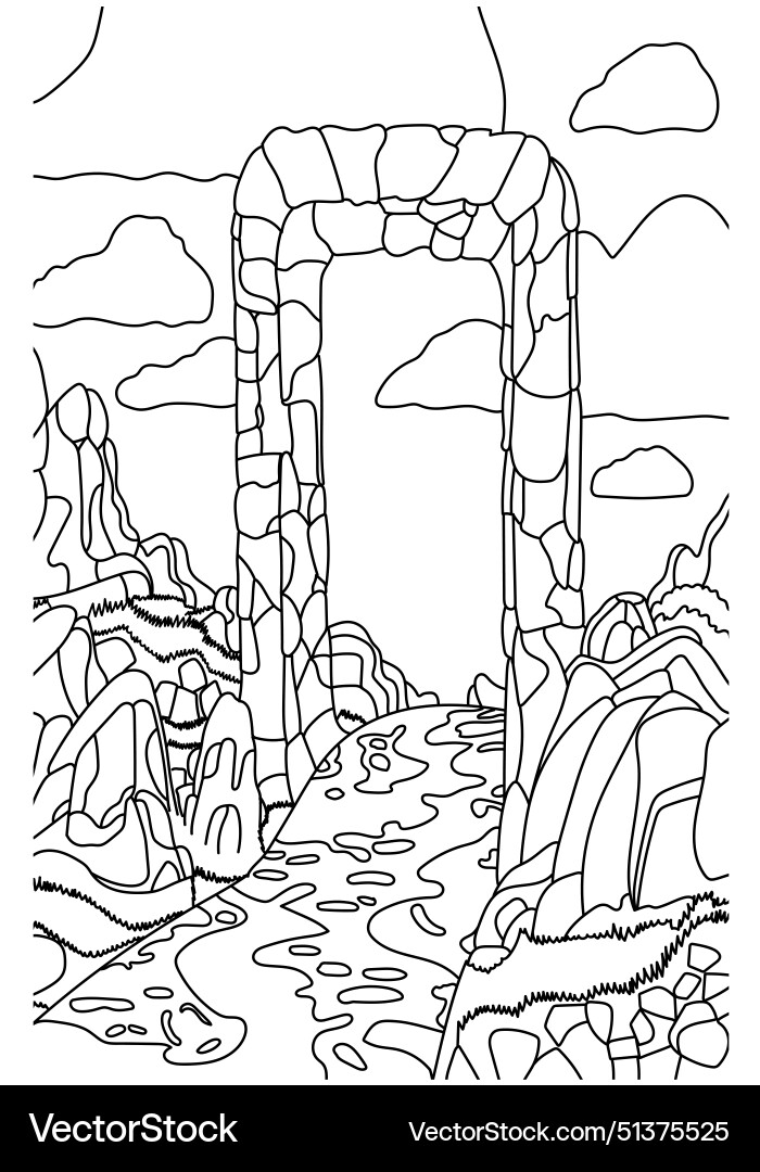 Stone portal coloring page Royalty Free Vector Image