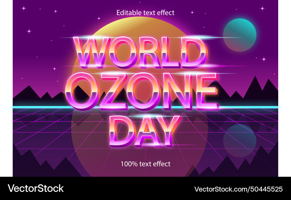 World ozone day editable text effect retro style Vector Image