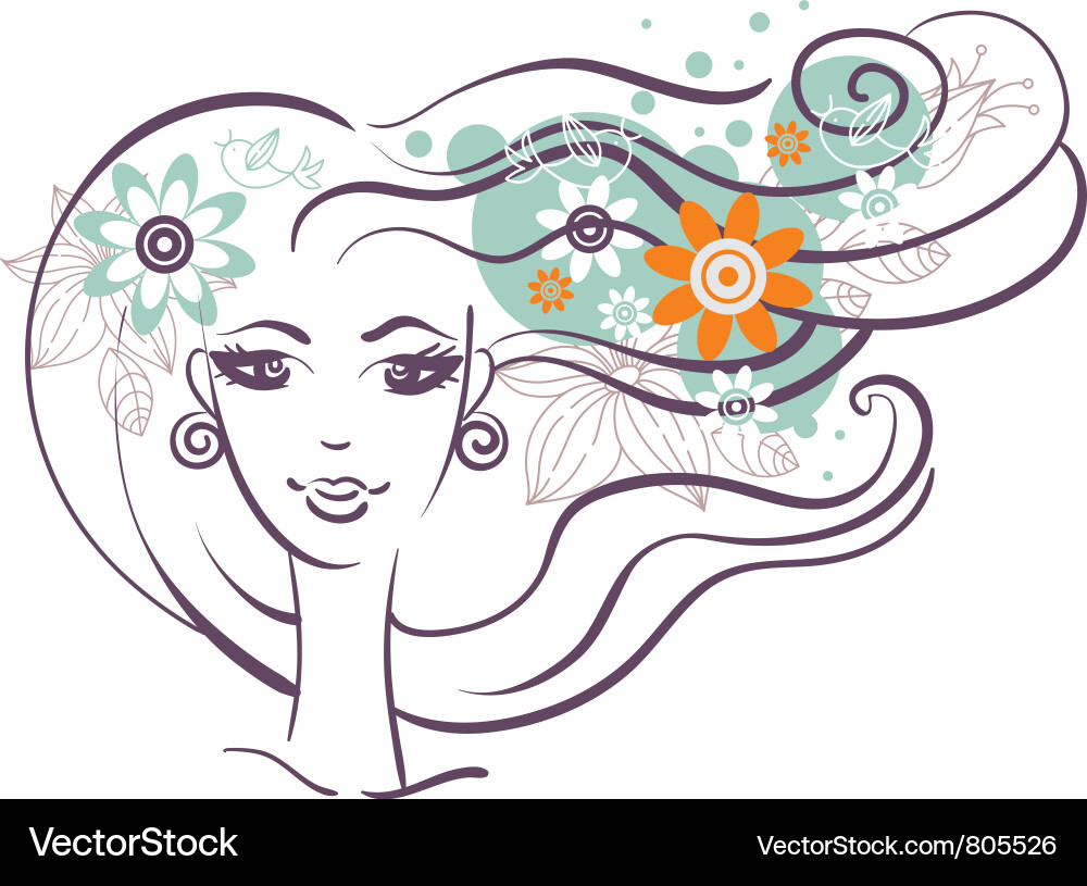 Beautiful girl with flowers Royalty Free Vector Image