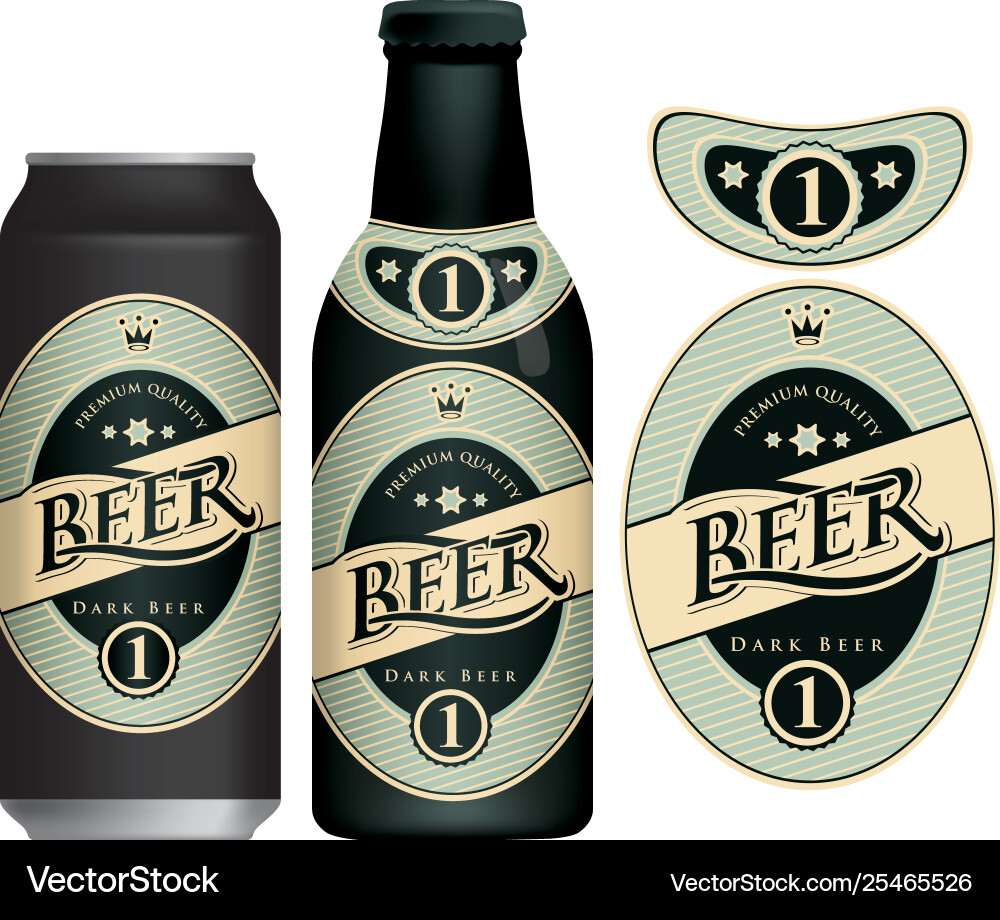 Beer label on can and bottle Royalty Free Vector Image