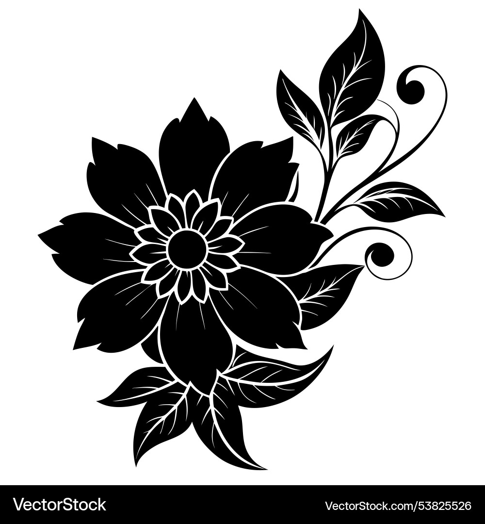 Black floral corner silhouette design on white Vector Image