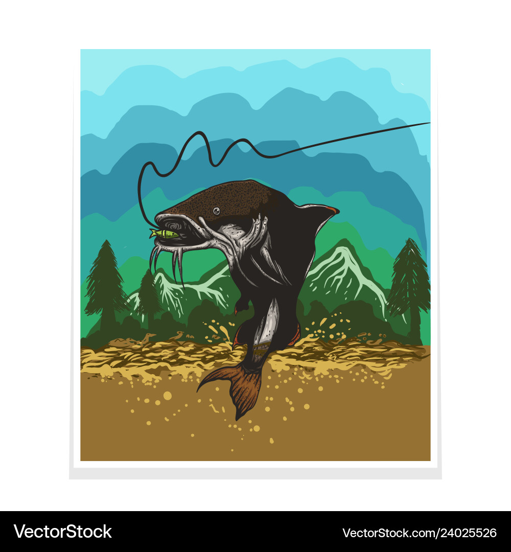 Cat fish poster flyer Royalty Free Vector Image