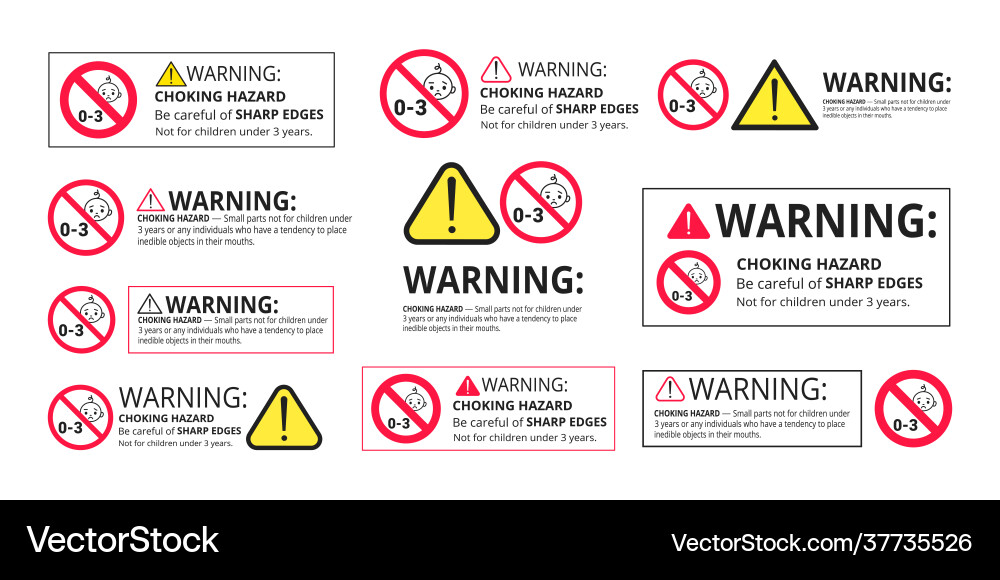 Choking warning hazard forbidden sign sticker Vector Image
