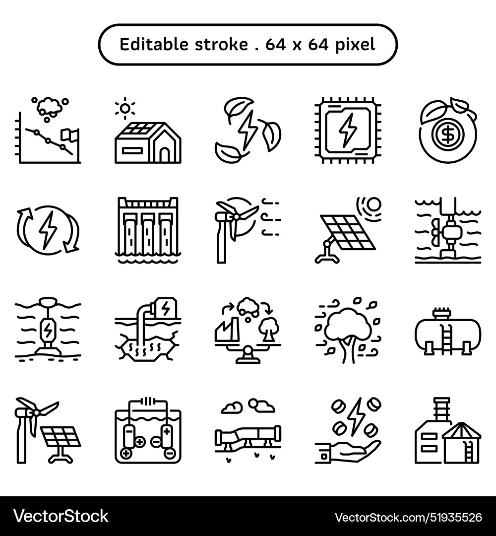 Green technology icon set in a line style Vector Image