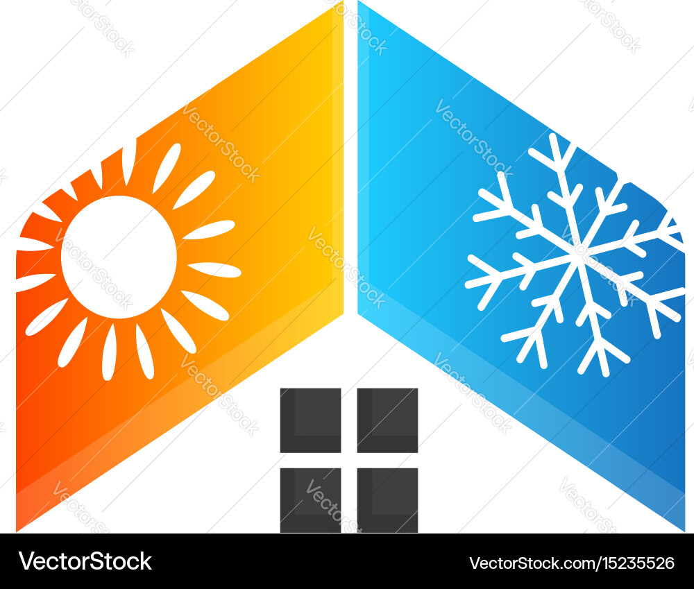 Heating and cooling house Royalty Free Vector Image