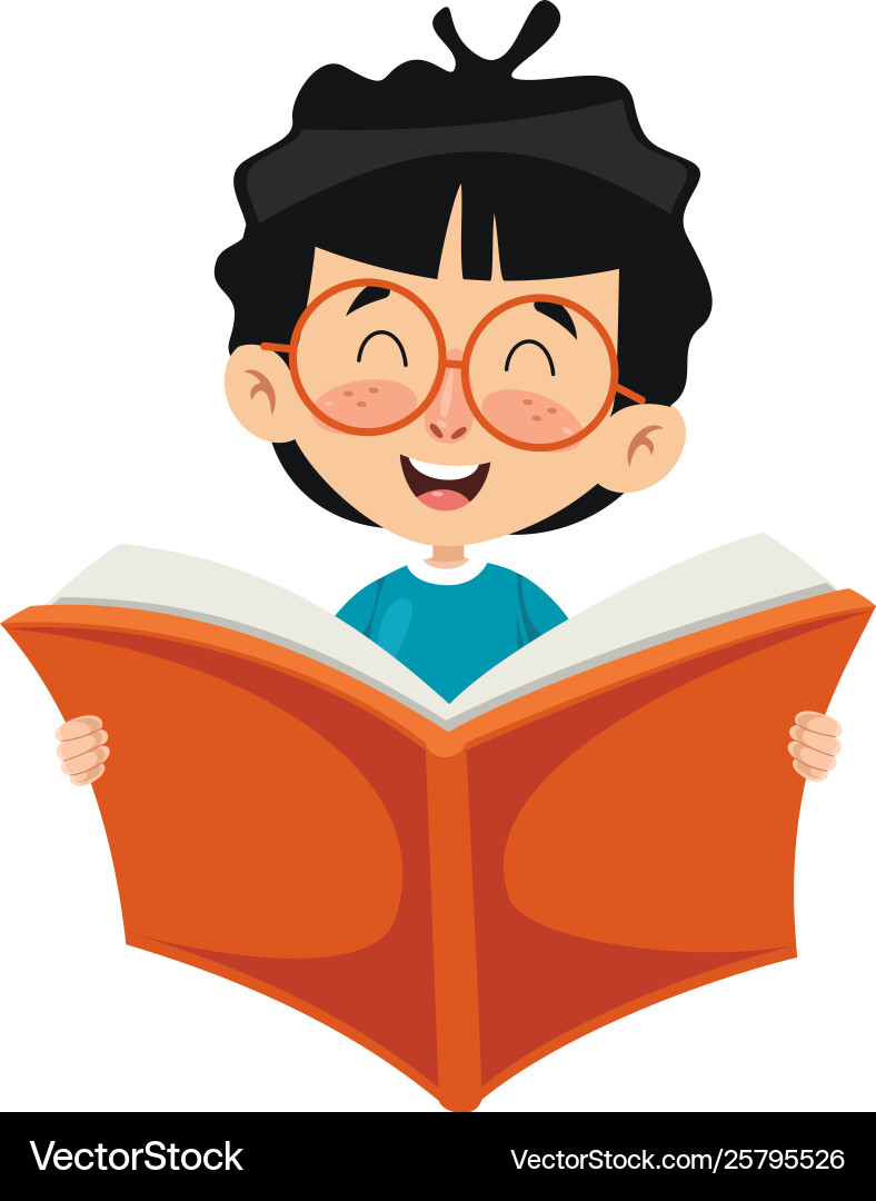 Kid reading book Royalty Free Vector Image - VectorStock