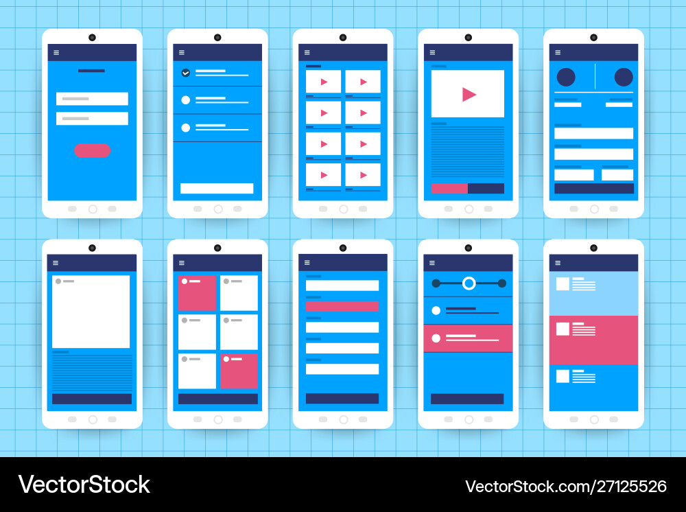 Mobile App Flowchart Mockups Royalty Free Vector Image