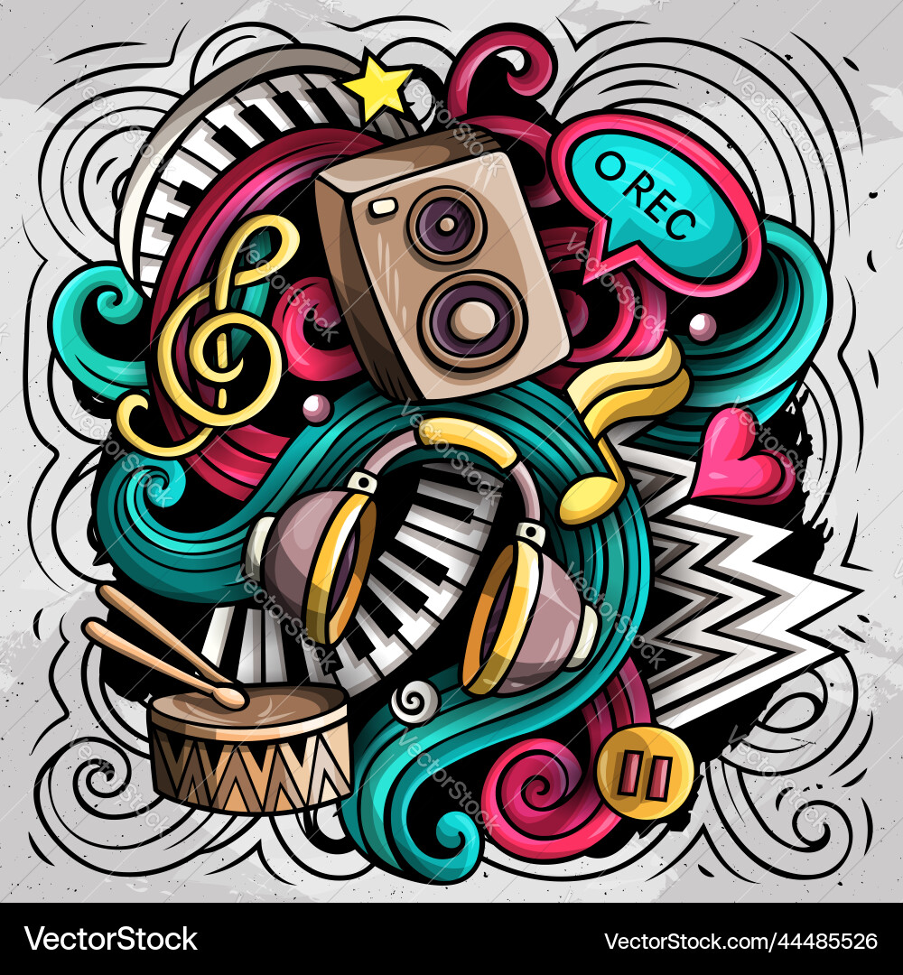 Music hand drawn doodles Royalty Free Vector Image