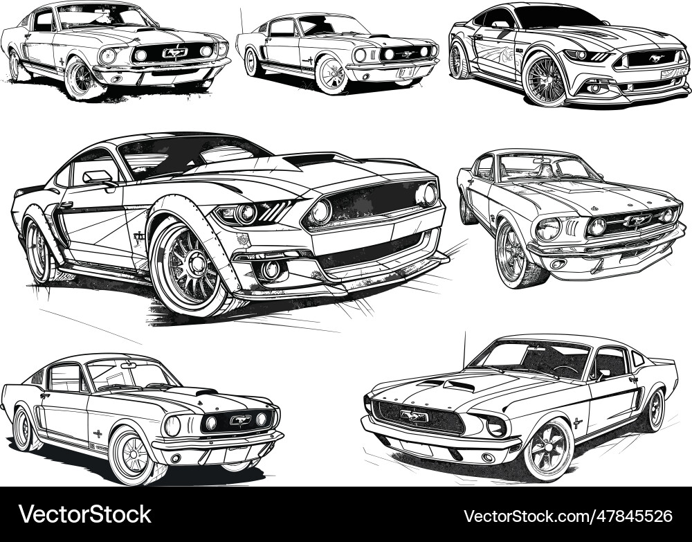 Mustang car Royalty Free Vector Image - VectorStock