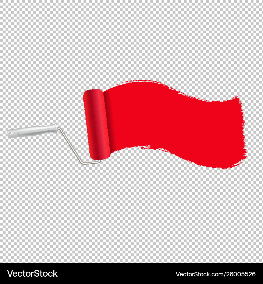 Red paint roller and stroke transparent Royalty Free Vector