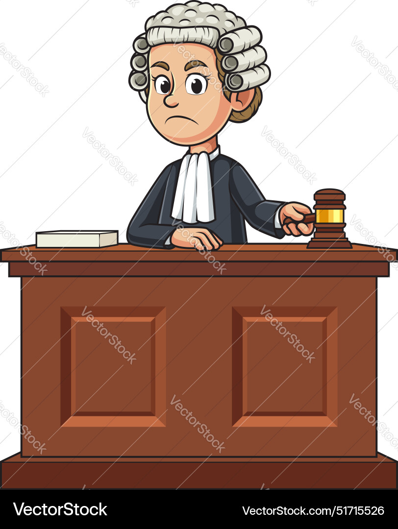 Strict female judge ruling cartoon Royalty Free Vector Image