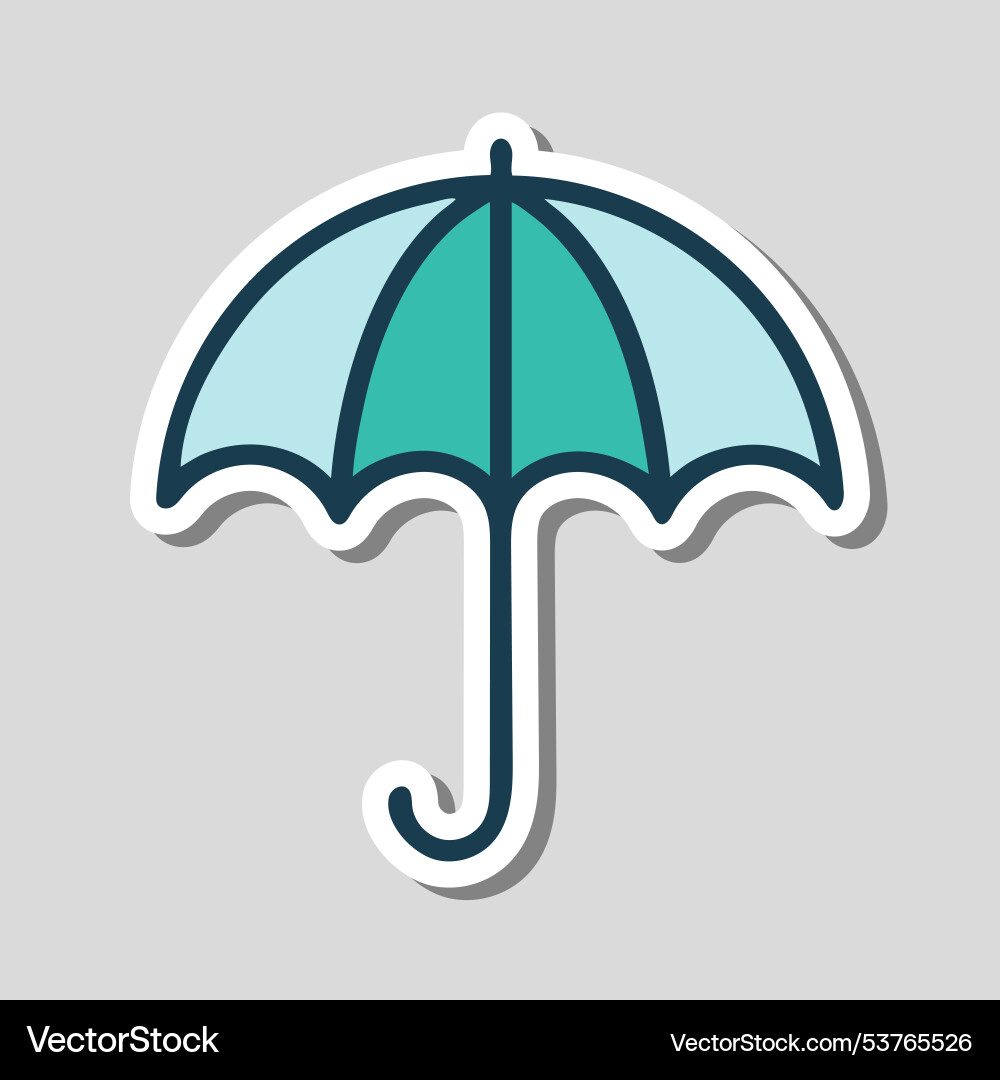 Stylish umbrella sticker with curved canopy Vector Image