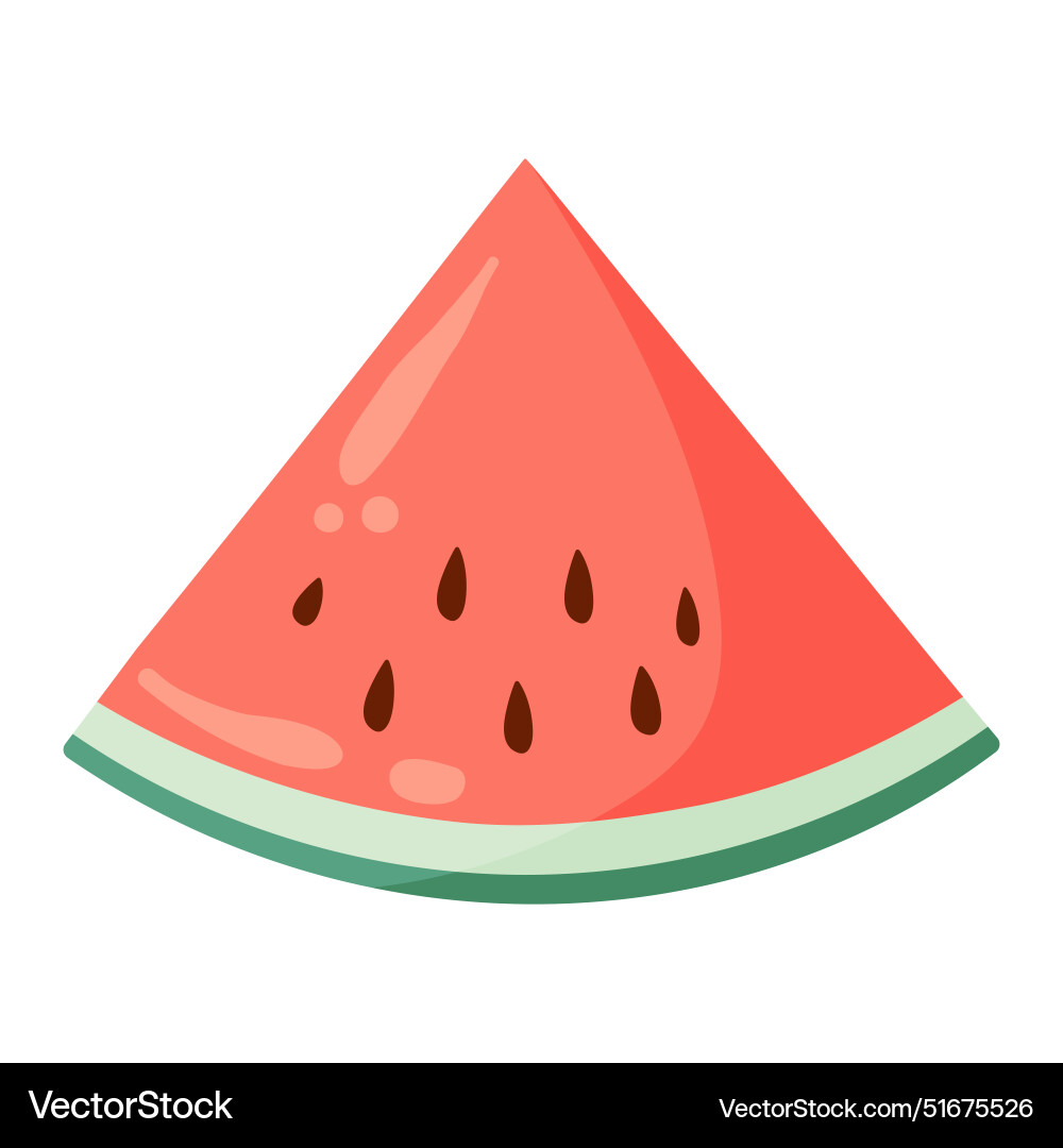 Watermelon slice with vibrant green rind and red Vector Image