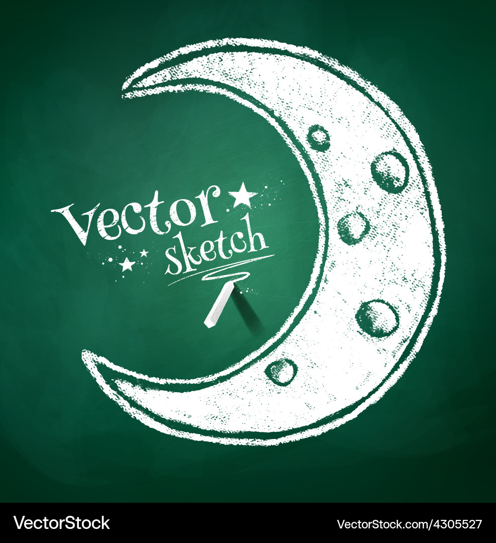 Chalk drawing of crescent Royalty Free Vector Image