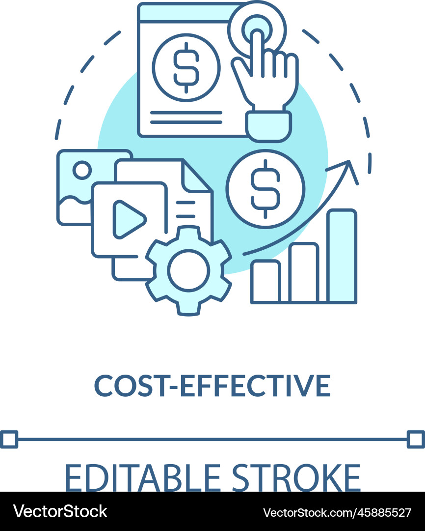 Cost effective turquoise concept icon Royalty Free Vector