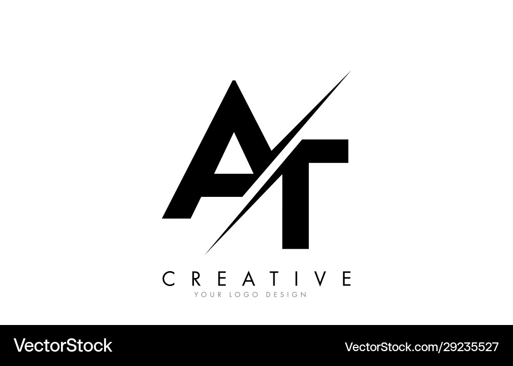 Elegant 'AT' Letter Logo - Cut & Creative Vector Image