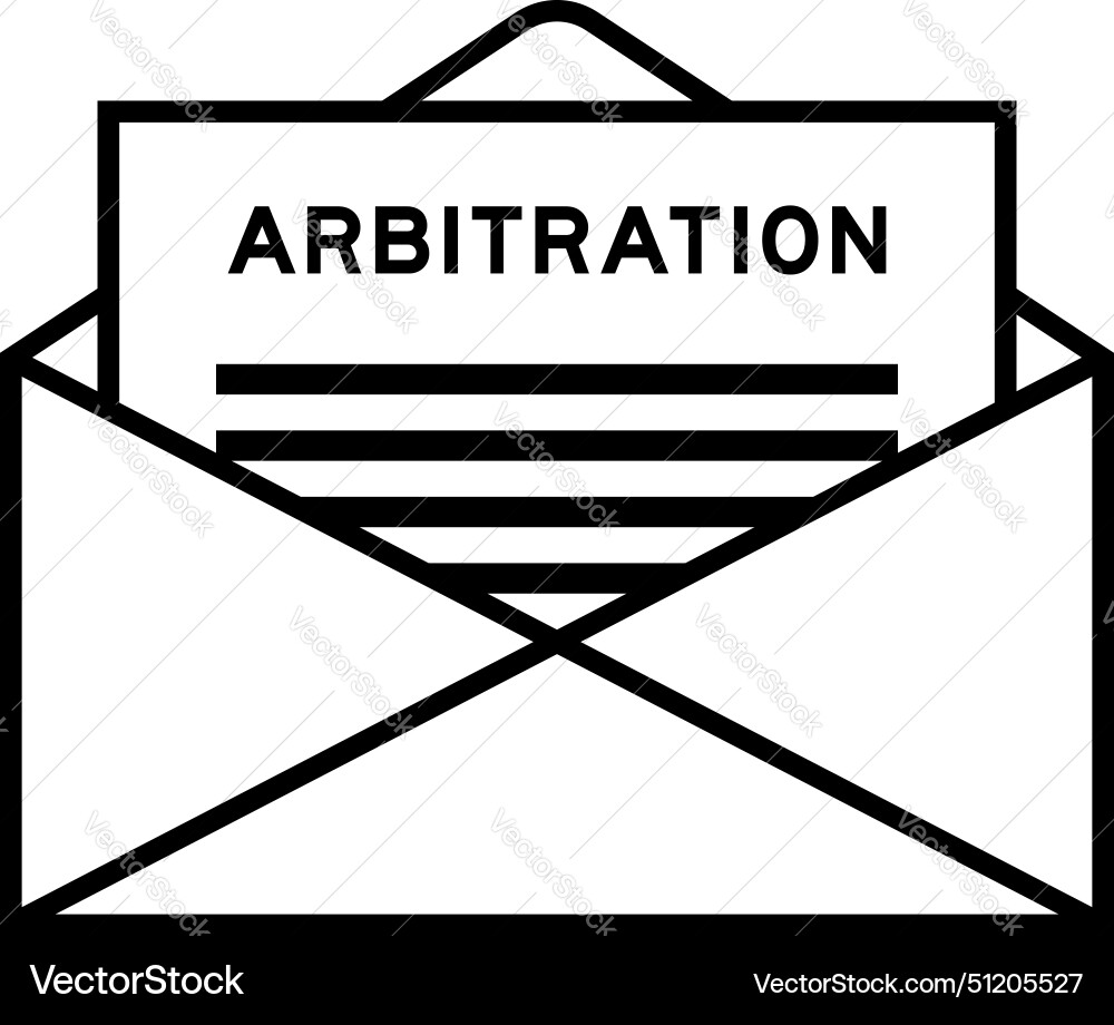 Envelope and letter sign with word arbitration Vector Image