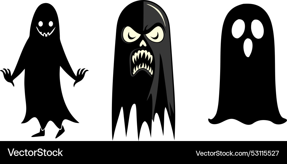 Halloween ghosts witch set Royalty Free Vector Image