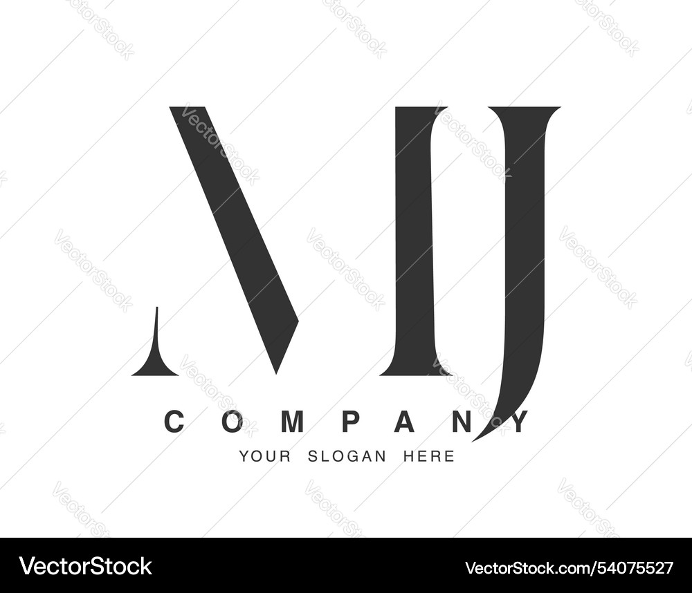 Mj logo design initial letter m and j serif font Vector Image
