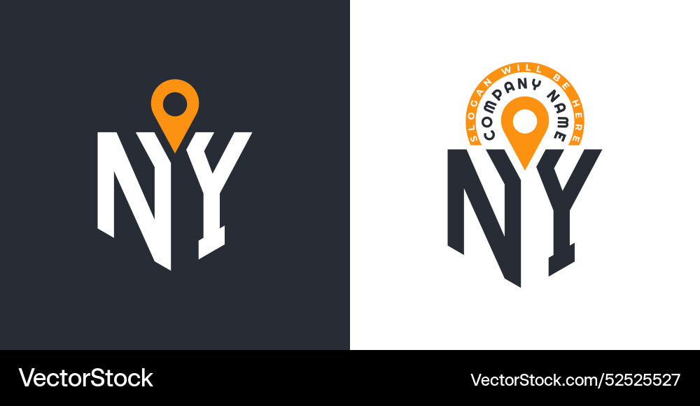 Ny location logo bundle letter dual icons Vector Image
