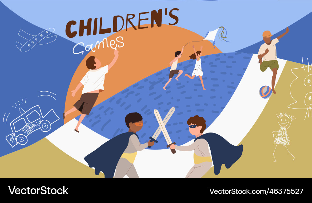 Playing children background Royalty Free Vector Image