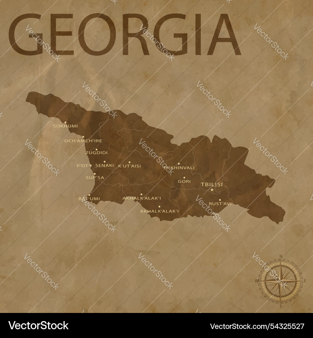 Vintage georgia map with regions borders Vector Image