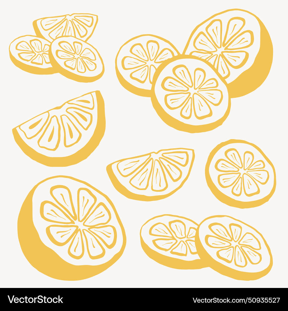 Yellow lemon outline Royalty Free Vector Image
