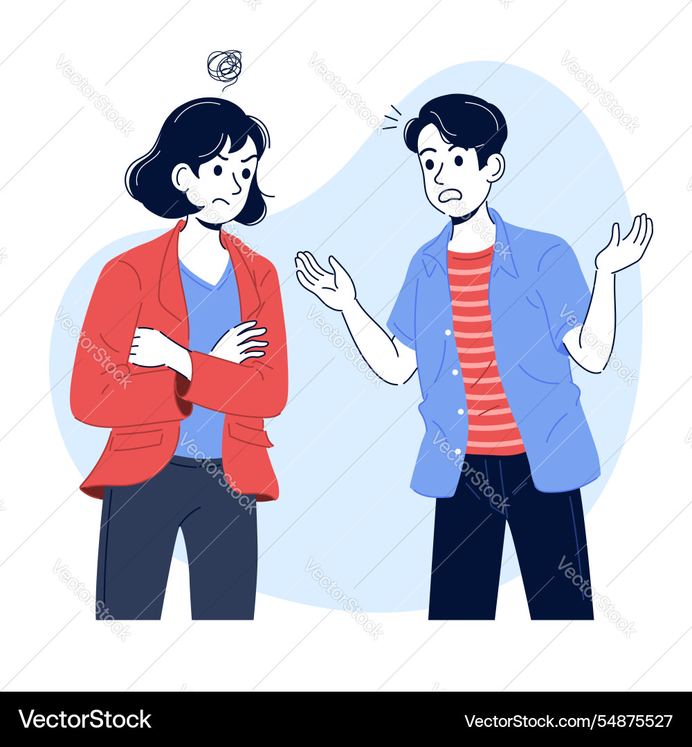 Young man tried to explain the reason Royalty Free Vector