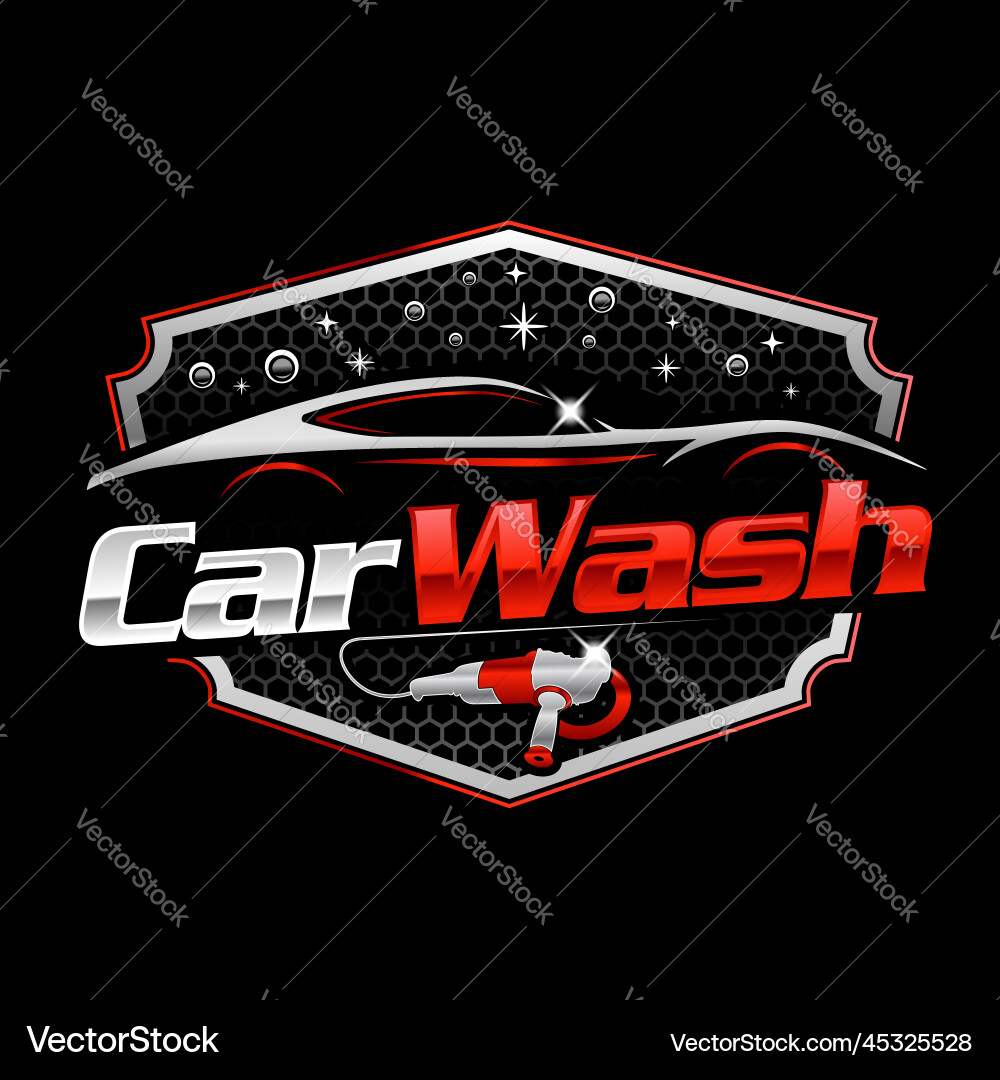 Car wash auto detailing logo design with buffer Vector Image