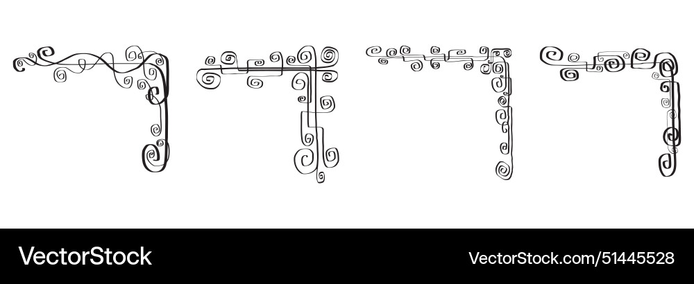 Corners decorative swirls greeting card Royalty Free Vector