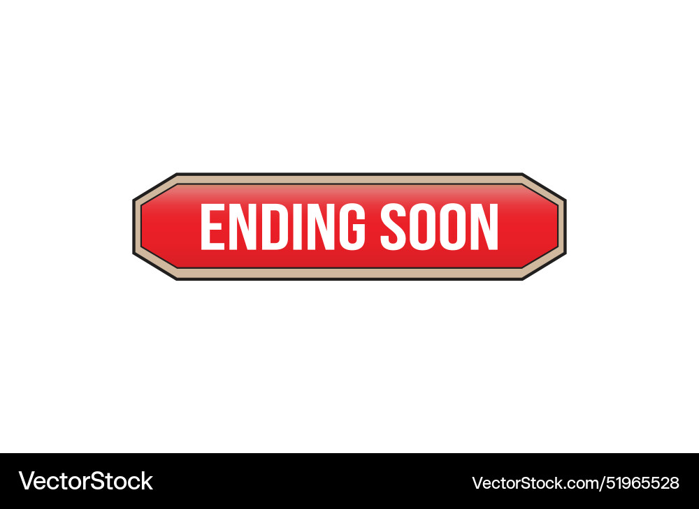 Ending soon red ribbon label banner open Vector Image