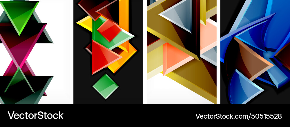 Glossy triangles geometric poster set Royalty Free Vector