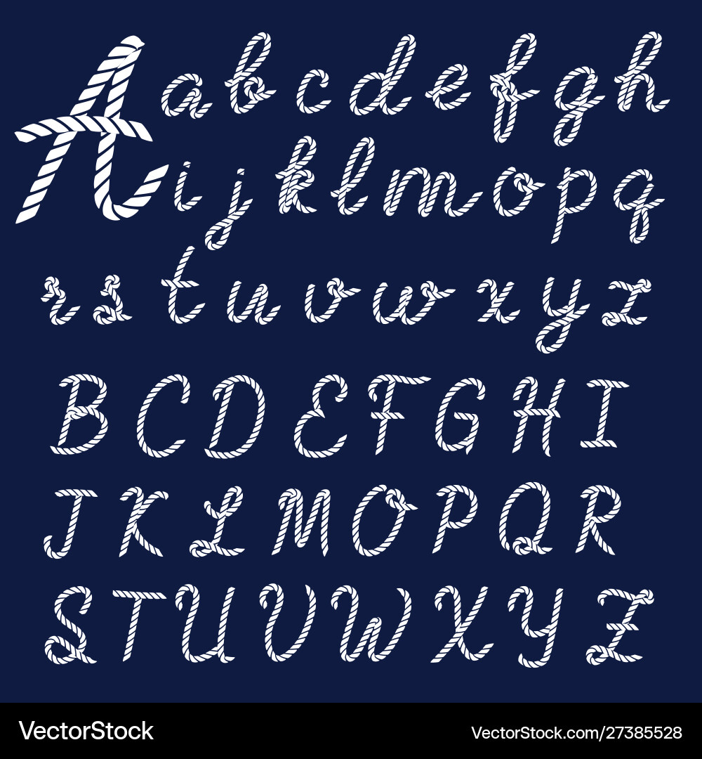 Letters made from nautical rope hand written font Vector Image