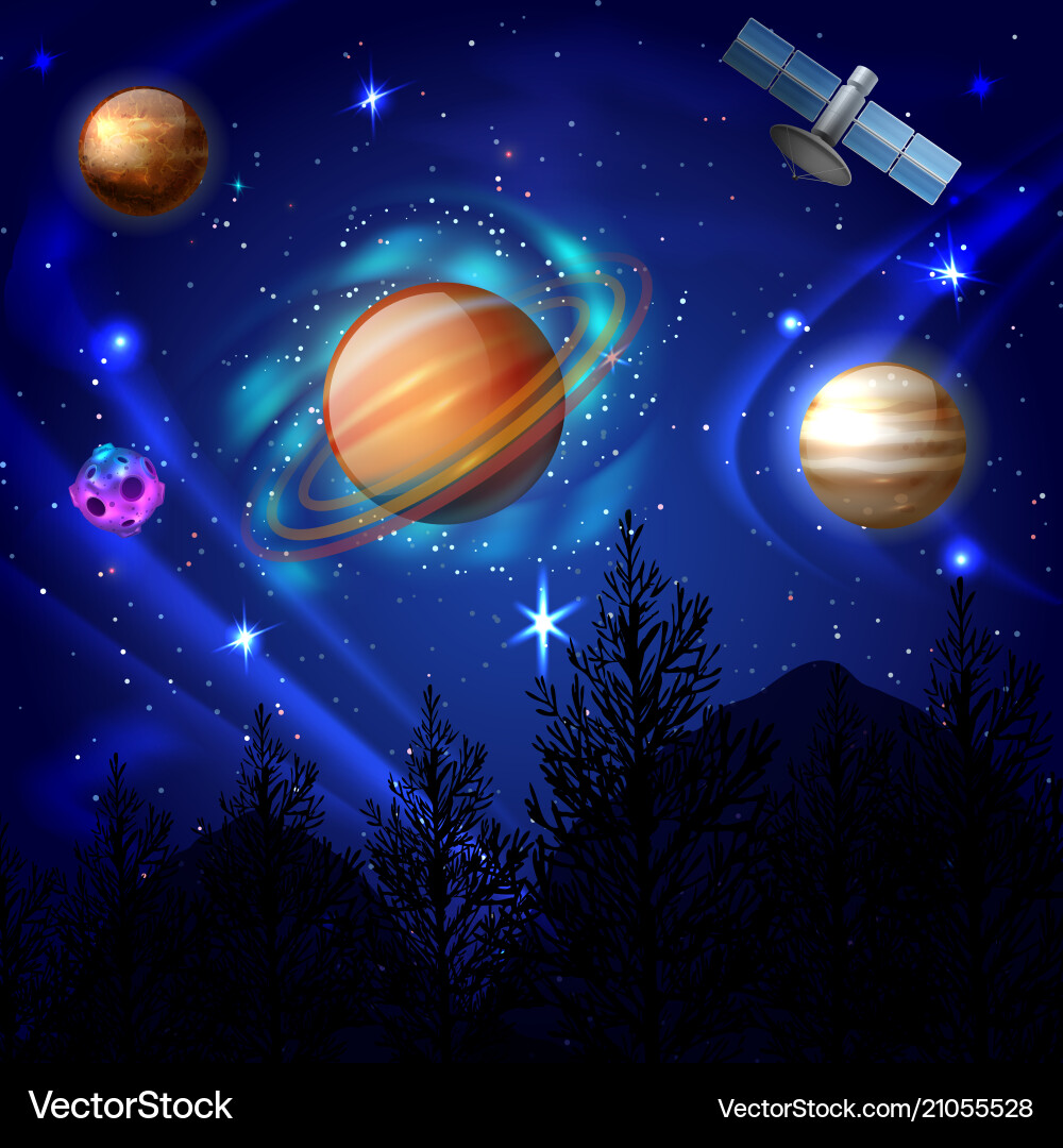 Night sky cosmos composition Royalty Free Vector Image