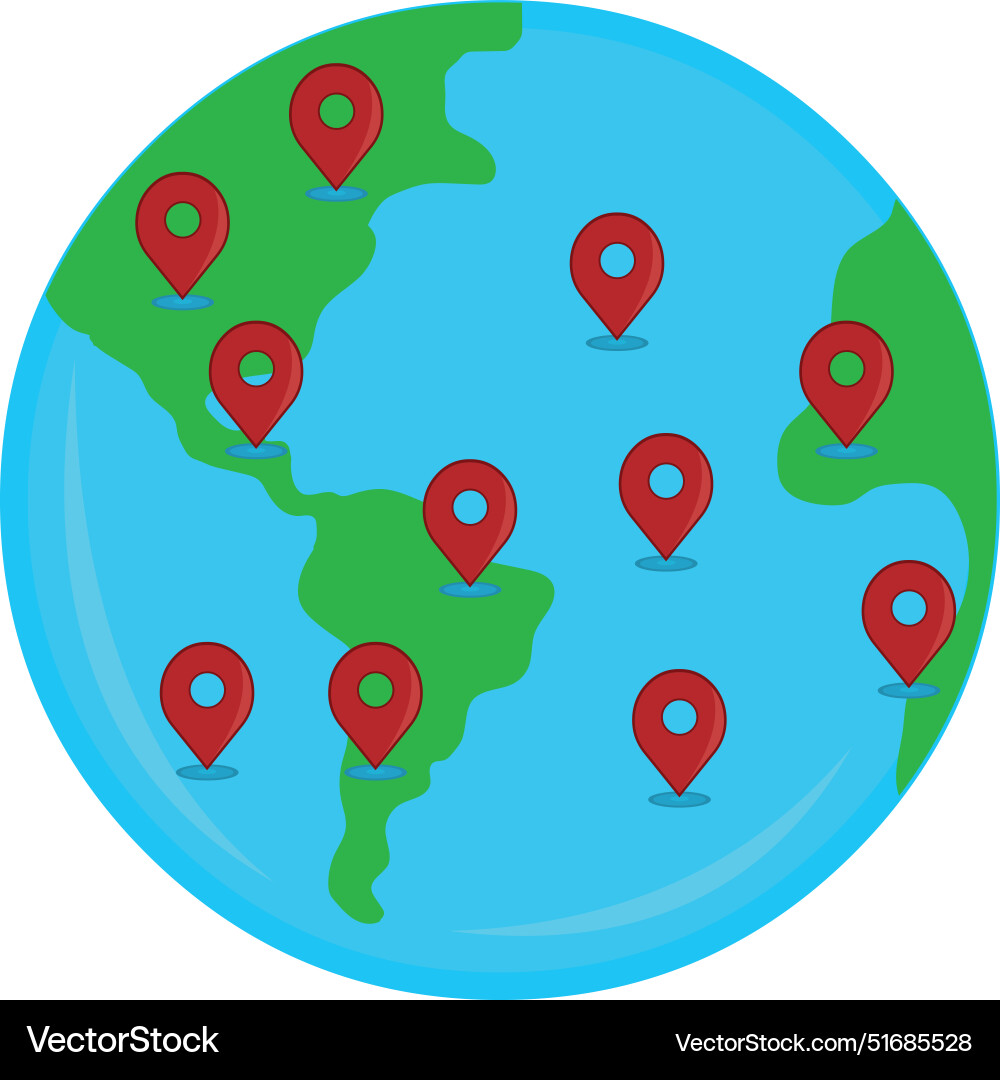 Planet earth gps symbols Royalty Free Vector Image