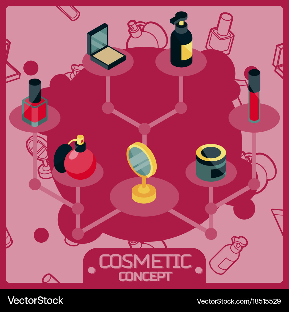 Cosmetic color isometric concept icons Royalty Free Vector