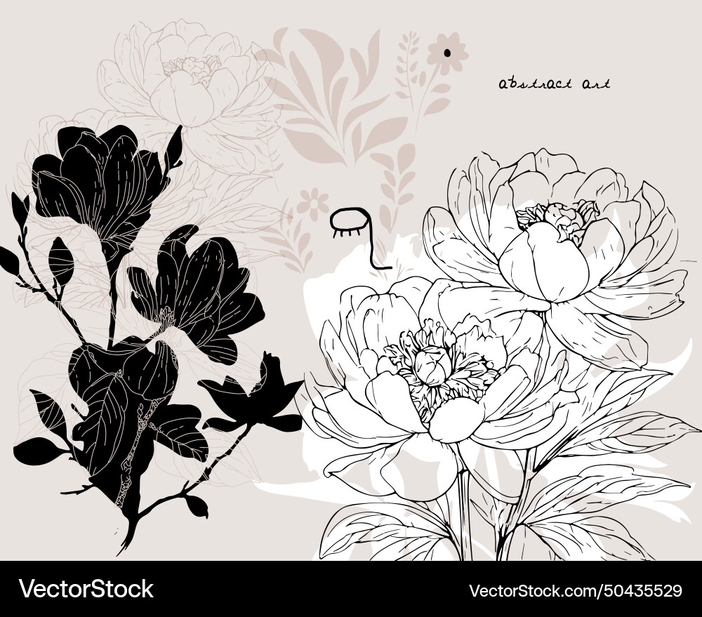 Floral background with abstract peonies Royalty Free Vector