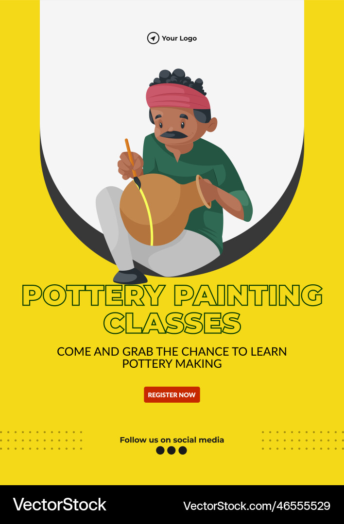 Flyer design of pottery painting classes template Vector Image
