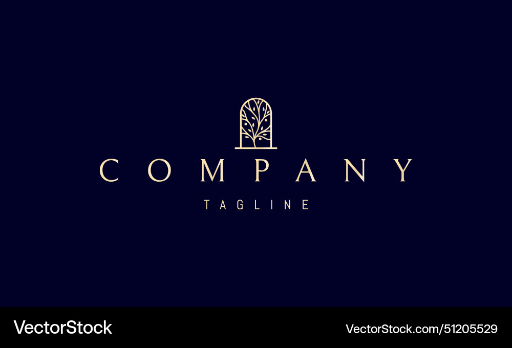 Golden logo with an abstract image Royalty Free Vector Image
