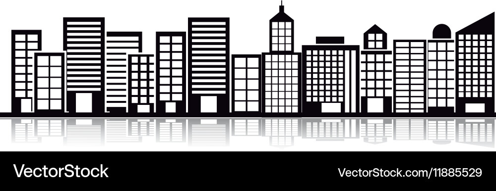 Monochrome building and city scene Royalty Free Vector Image