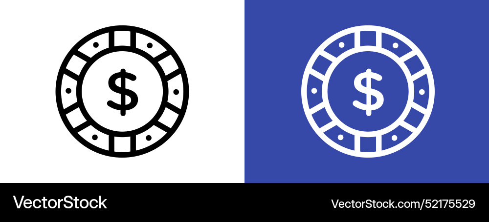 Poker chip logo sign set outline Royalty Free Vector Image