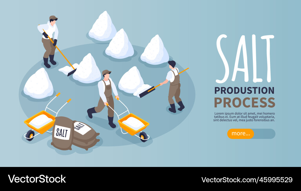 Salt production horizontal banner Royalty Free Vector Image